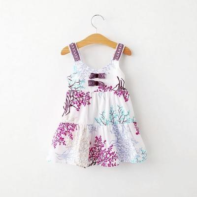China girl dress with print flower , 100% cotton 3-8T for sale