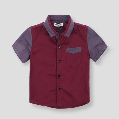 China boy woven short sleeve shirt, boy shirt, 100% cotton poplin ,4-10T for sale