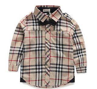 China boy woven shirt, boy plaid shirt, 100% cotton poplin ,4-10T for sale