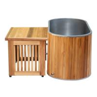 Quality Wooden Ice Bath Barrel with Cedar Finish and Stainless Steel Liner for sale