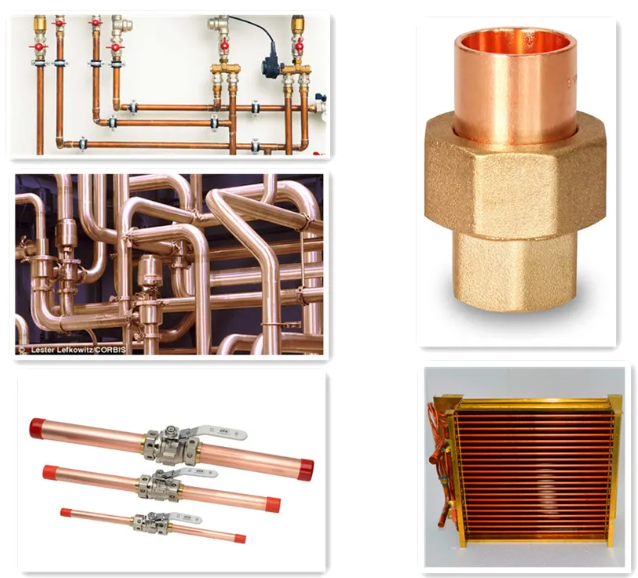 Copper pipes in industrial cooling system application