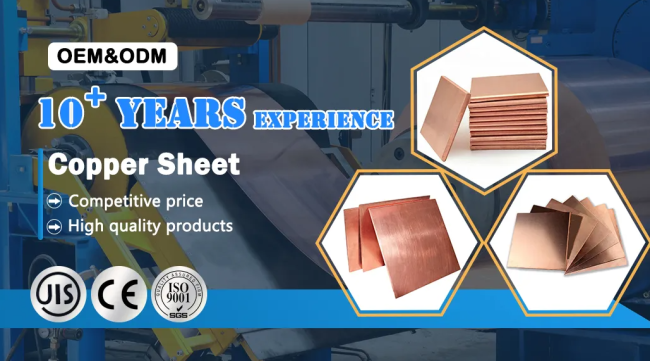 High purity copper sheets for industrial applications