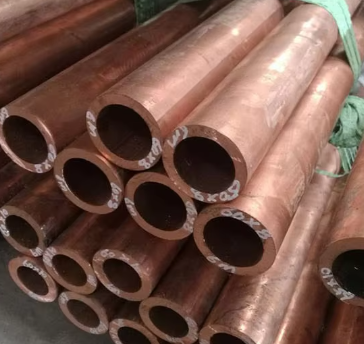 Close-up view of copper pipe cross-section