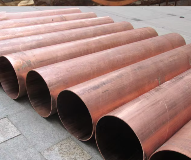Close-up view of 20mm pure copper tube showing smooth surface finish