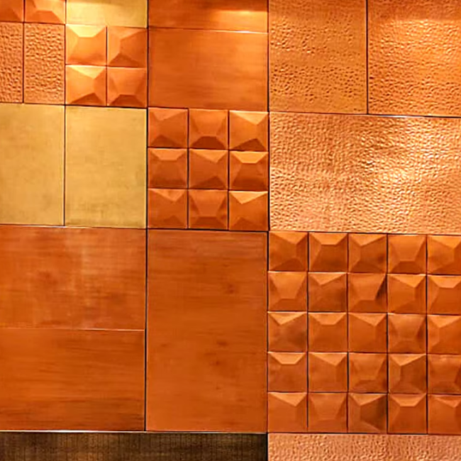 Hammered Copper Sheet in Interior Setting