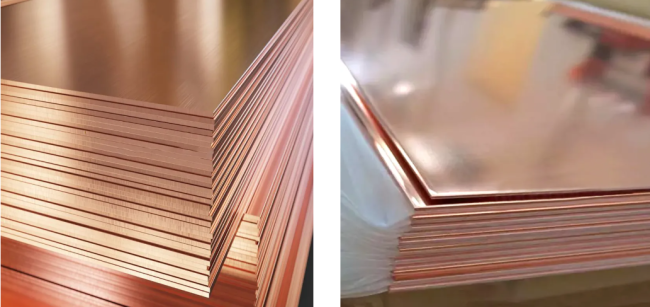 Red copper sheet plate close-up