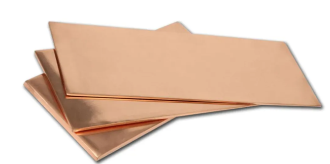Close-up view of red copper sheet surface texture