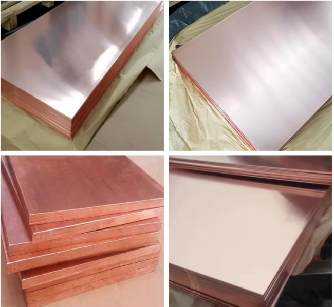 Close-up of copper plate surface texture