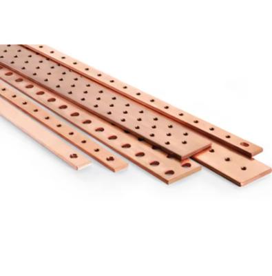 China Copper Busbar for Electrical Use Power Distribution Equipment with Hole Electrical Copper Grounding Strip for sale