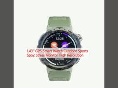 1.43''GPS Smart Watch Sport Outdoor Spo2 Stress Monitor Alta risoluzione