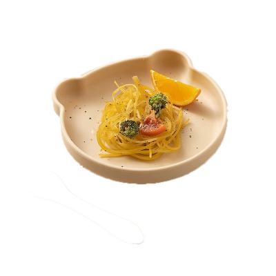 Cina Piatto di piatto di silicone rosa per bambini cucchiai e ciotole con compartimento in vendita