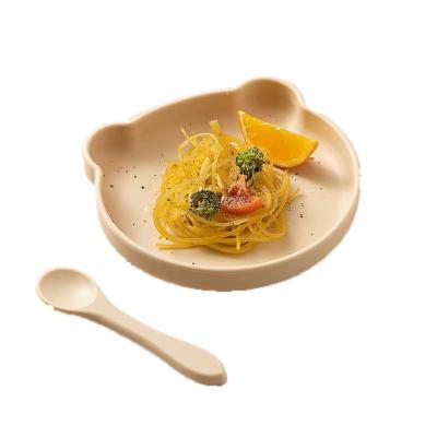 Cina Piatto di piatto di silicone rosa per bambini cucchiai e ciotole con compartimento in vendita
