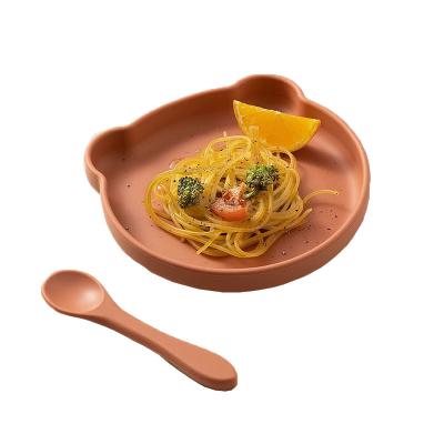 Cina Piatto di piatto di silicone rosa per bambini cucchiai e ciotole con compartimento in vendita