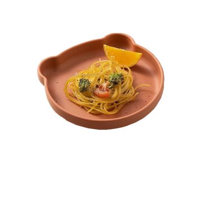 Cina Piatto di piatto di silicone rosa per bambini cucchiai e ciotole con compartimento in vendita