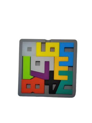 China Custom Non Toxic Silicone Puzzle Tangram 7 Piece For Children With Size Is 15*15*3 cm And Weight Is 230 Gram for sale