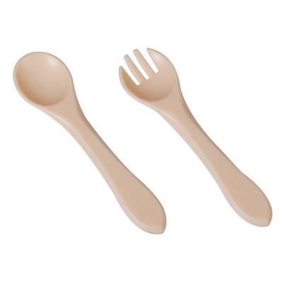 China ODM Different Khaki Yellow Colors Silicone Baby Forks Spoons Eco Friendly With Size Is 9.5x9.5x4Cm And Weight Is 48 Gram à venda