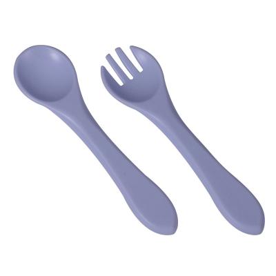 China ODM Different Dark Blue Colors Silicone Baby Forks Spoons Eco Friendly With Size Is 9.5x9.5x4 Cm And Weight Is 48 Gram à venda