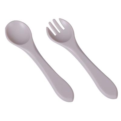 China ODM Different Light Grey Colors Silicone Baby Forks Spoons Eco Friendly With Size Is 9.5x9.5x4 Cm And Weight Is 48 Gram à venda