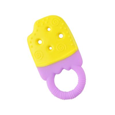 China Yellow OEM BPA Free Teething Toys Personalized Silicone Teether Ice Cream With Size 9.7*5.2*0.8 cm And Weight Is 25 Gram Te koop
