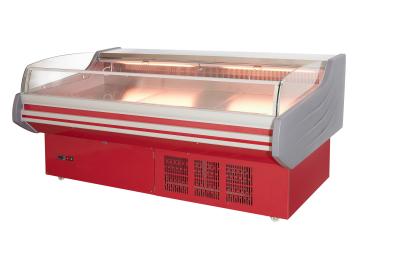China Horizontal Open Fronted Frozen Food Meat Display Chiller for sale