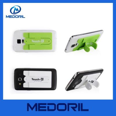 China Customized logo silicone id card pocket holder for mobile phone for sale