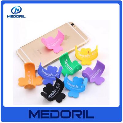 China Promotion and custom logo silicone material mobile phone touch u stand holder for sale