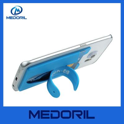 China Smart phone wallet 3M sticky silicone mobile card holder with slap stand for sale