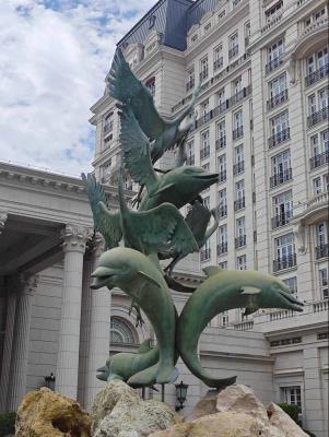 China Outdoor contemporary Bronze Sculpture Casting Dolphin For Plaza Decoration for sale