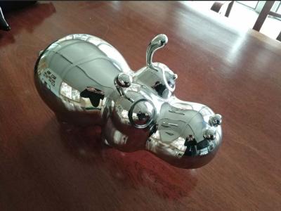 China Stainless Steel Metal Art Sculptures Animals Hippopotamus 0.4 Meter Length for sale