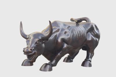 China Groot van het de Beeldhouwwerkenbrons van het Grootte Openluchtmetaal Dierlijk de Stierenbeeldhouwwerk van Wall Street Te koop