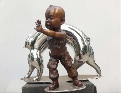 Cina Superficie all'aperto dello specchio della scultura del metallo di arte divertente del giardino della decorazione dell'iarda in vendita
