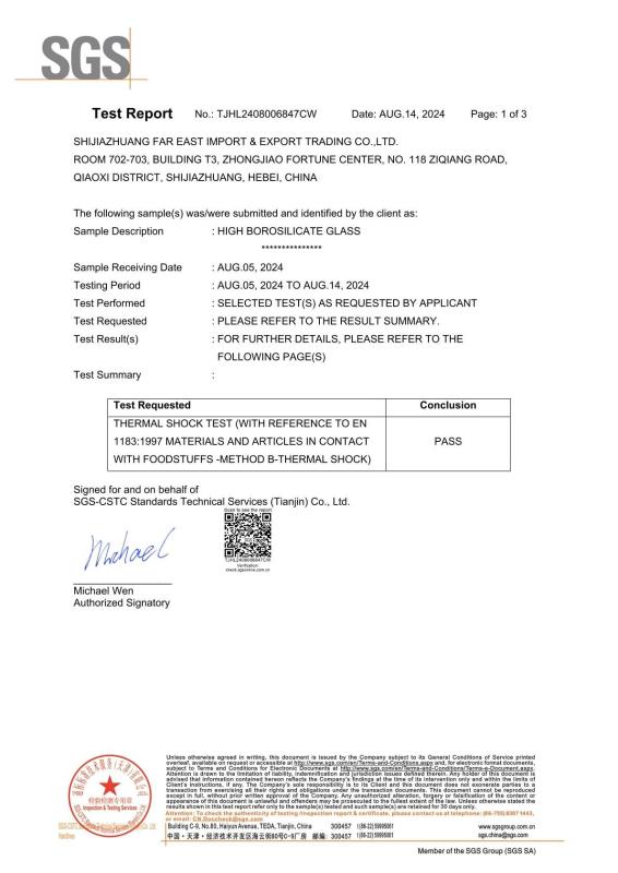 Thermal shock test - Shijiazhuang Far East Import & Export Trading Co., Ltd