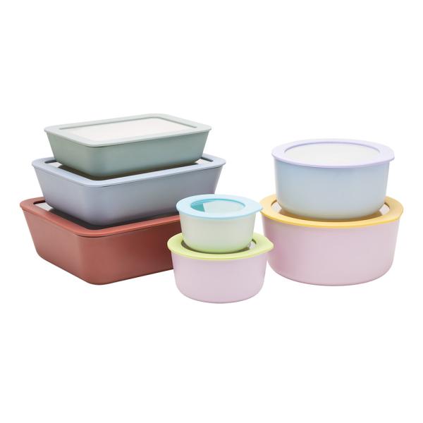 Quality Colorful Non Stick Coating Glass Food Storage With Glass Lids Glass Fruit for sale