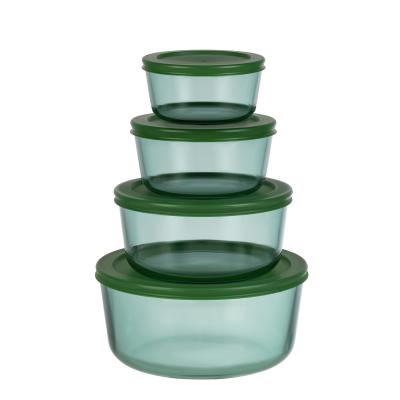 China Modern and Stylish Teal Color Glass Container Made of High Borosilicate Glass Oven Safe and Microwave Safe for sale