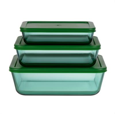 China Modern and Stylish Teal Color Glass Container Made of High Borosilicate Glass Oven Safe and Microwave Safe for sale