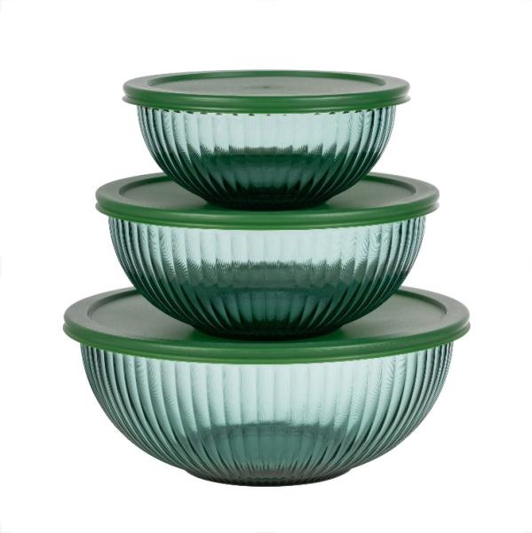 Quality Teal Color Glass Salad Bowl / High Borosilicate Glass Casserole Dishwasher Safe for sale