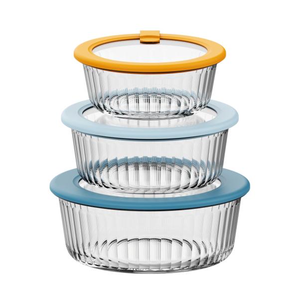 Quality Glass Containers With Silicone Vented Glass Lid for sale