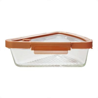 China Multifunctional Glass Pizza Storage Container Triangle Food Storage Containers 25oz for sale