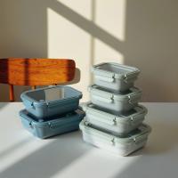 China Stackable Ceramic Food Storage Container with Glass Lid for Healthy Meal Prep & Wellness Brands for sale