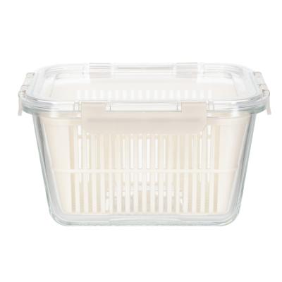 Recipiente de vidro retangular para alimentos de 1050ml e 1800ml com tampa de silicone líquido e encaixes removíveis