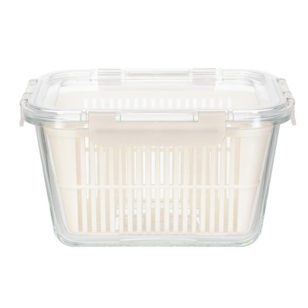 Quality 1050ml 1800ml Rectangular Glass Food Container With Detachable Snaps Liquid Silicone Lid for sale