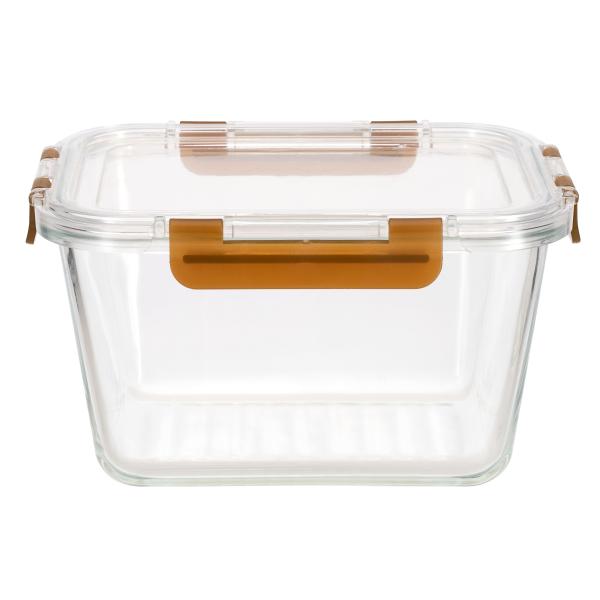 Quality 1050ml 1800ml Rectangular Glass Food Container With Detachable Snaps Liquid for sale
