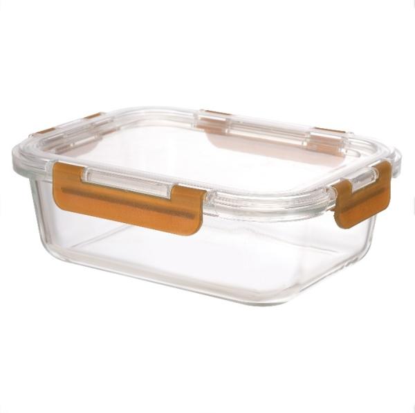 Quality 1050ml 1800ml Rectangular Glass Food Container With Detachable Snaps Liquid for sale