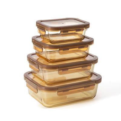 China Amber Glass Container with High Borosilicate Glass Stackable and Airtight Food Storage Containers for sale