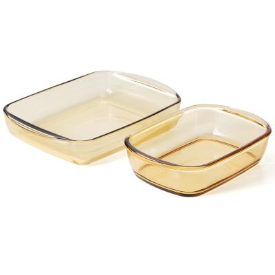 China Glass Baking Dish Glass Baking Pan Amber Color Oven Microwave Dishwasher Safe for sale