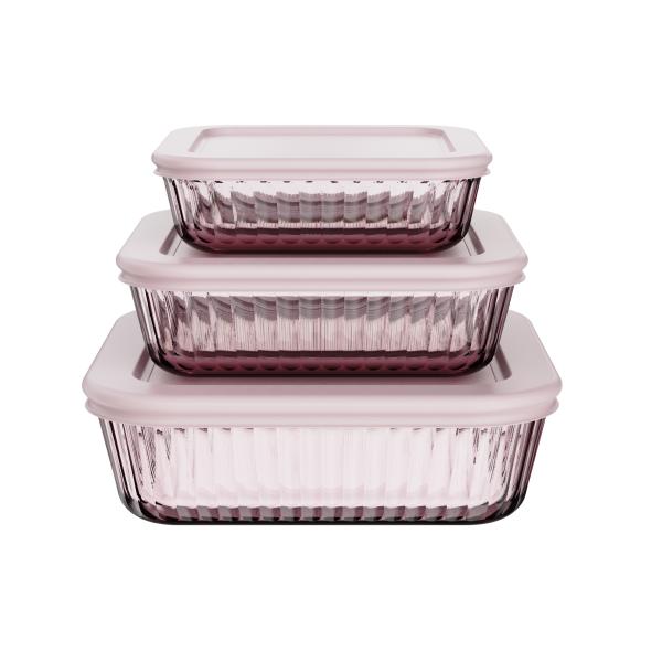 Quality Color Sprayed Glass Food Container Glass Food Storage Box With PE Lid for sale