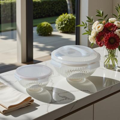 China Nestable Glass Cooking Bowls Glass Mixing Bowl With PP Lock Lid 180ml-3500ml for sale