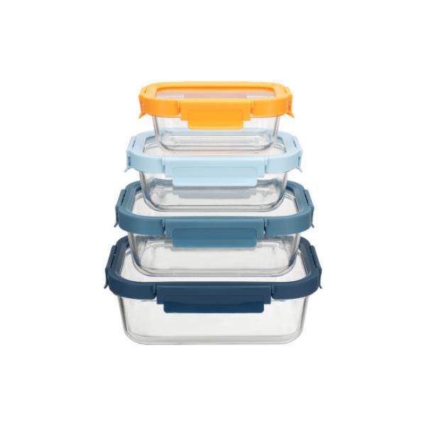 Quality High Borosilicate Glass Storage Containers Set Glass Lunch Box Microwave Safe With Glass Lid for sale