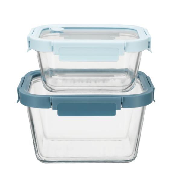 Quality 700ml To 1800ml Vented Glass Lid Container Round Glass Food Storage Containers for sale