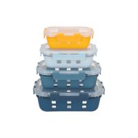 Quality BPA Free Glass Food Prep Containers Set With Silicone Sleeve And Cool Lock PP for sale